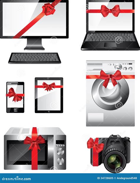 Popular Electronic Devices Packed As Presents Stock Vector