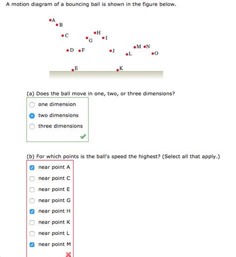 solved a motion diagram of a bouncing ball is shown in the