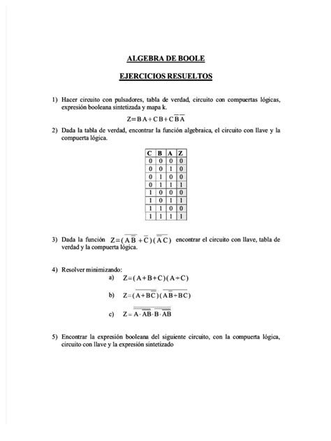 Pdf Ejercicios De Algebra De Boole Y Trabajo Compress Descargar