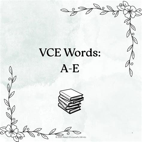 Vce Words A E By Reach Purposeful Minds Tpt