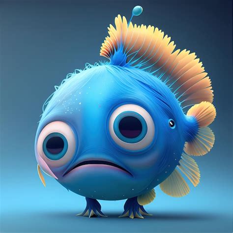 Premium Ai Image 3d Pixar Style Mini Fish Creature Photo