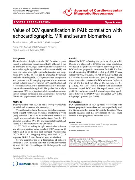 Pdf Value Of Ecv Quantification In Pah Correlation With