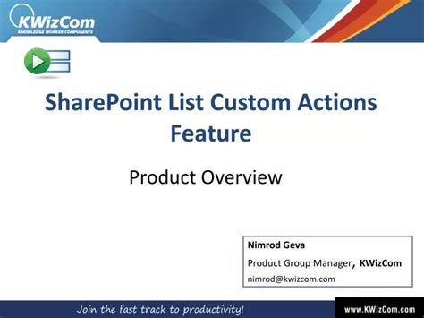 ppt sharepoint list custom actions feature powerpoint presentation
