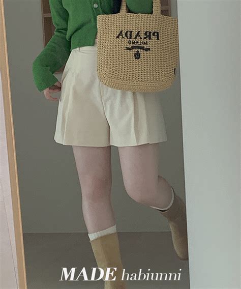 하비언니 Made 12468 데일리 투핀턱 A라인 와이드 코튼 반바지 아이블랙 2color Xs~xl