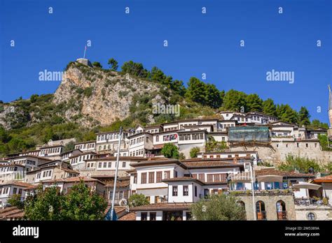 Berat Albania September 29 2022 Berat Castle Viewed From Boulevard Republika In Albania