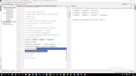 Python15 Countcopyextendsortreverse Metodları Youtube