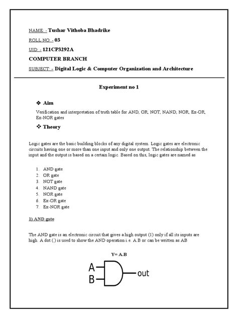 Dlca Practical No 1 Pdf Logic Gate Digital Electronics