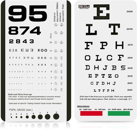 Eye Chart Pocket Eye Chart Snellen Pocket Eye Chart