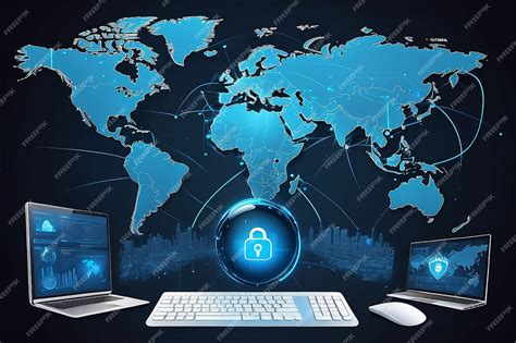 Premium Photo Global Network Security World Map Vector Illustration