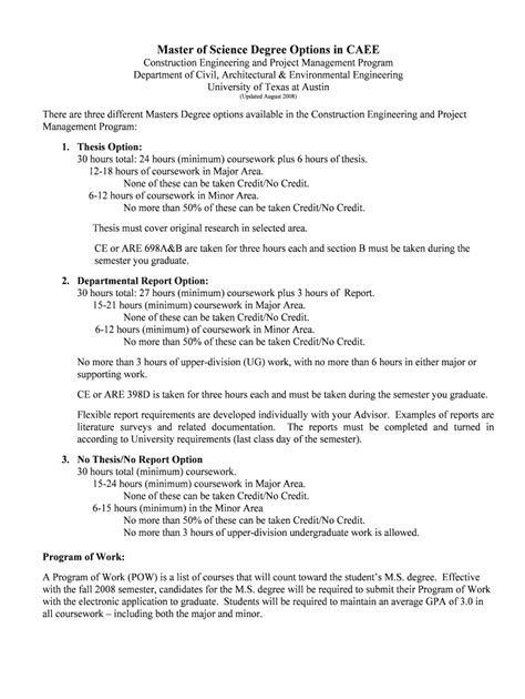 Master Of Science Degree Options In Caee Department Of Civil Caee