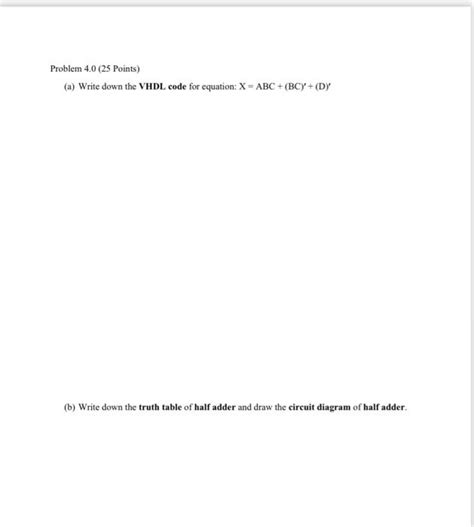 Solved Problem 40 25 Points A Write Down The Vhdl Code