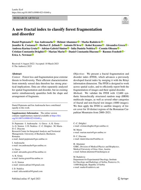 Pdf A New Fractal Index To Classify Forest Fragmentation And Disorder