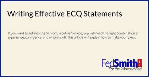 Writing Effective Ecq Statements