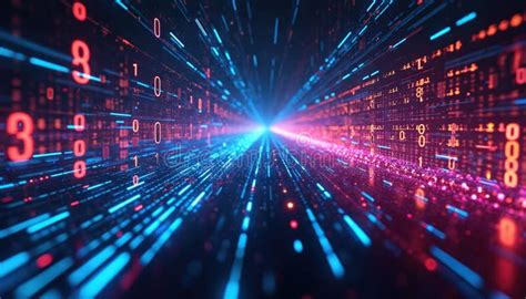 2617 Futuristic Binary Code Data Stream Digital Flow Information Stock