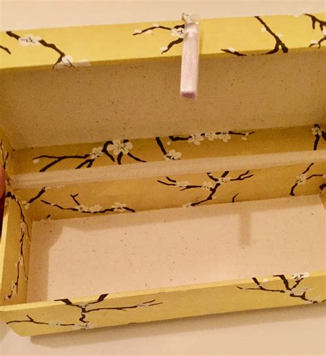 Oblong Box With Peach Blossom Paper