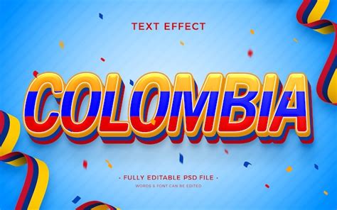 Premium Psd Colombia Text Effect Premium Psd Colombia Text Effect