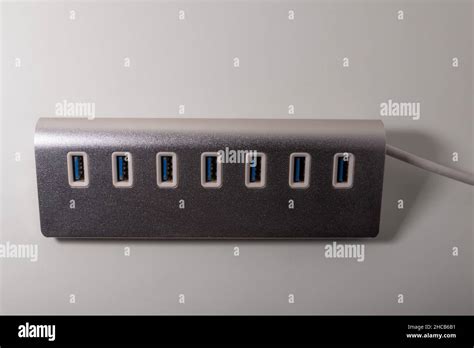 Modern Silver Usb Hub Or Station Isolated On White Background Stock Photo Alamy
