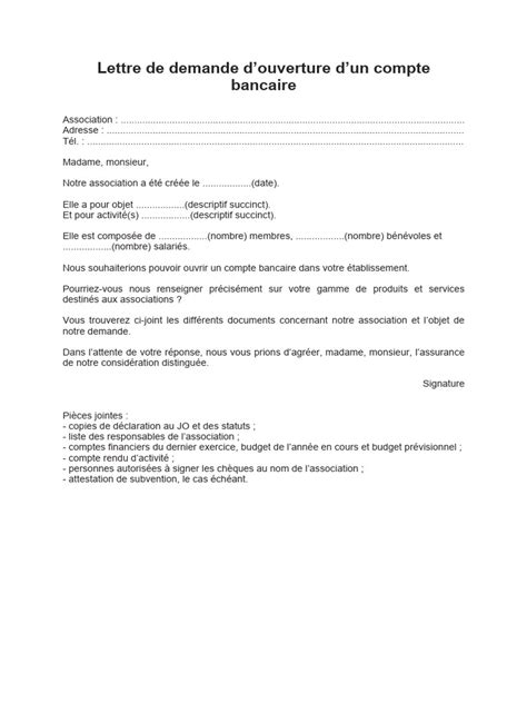 Lettre De Demande Douverture Dun Compte Bancaire Pdf