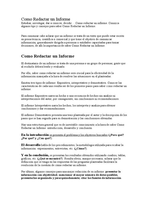 Como Redactar Un Informe Pdf