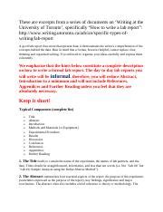 How To Write A Lab Report Pdf These Are Excerpts From A Series Of Documents On Writing At The