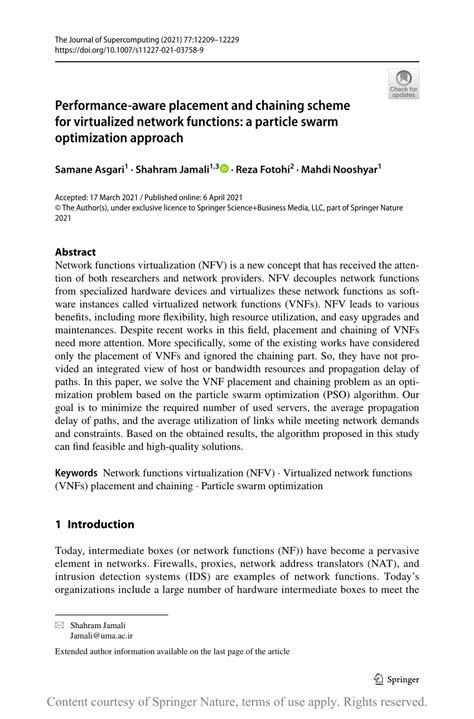 performance aware placement and chaining scheme for virtualized network