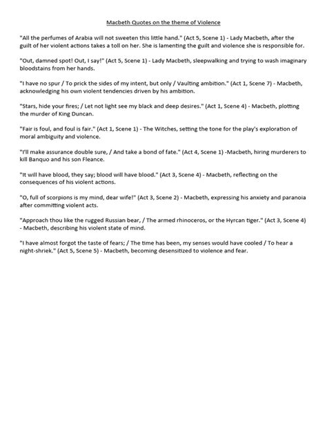 Quotes On The Theme Of Violence In Macbeth Pdf