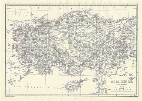 Asia Minor Turkey Cyprus Antique Map Dated 1863 Maps And Antique Prints