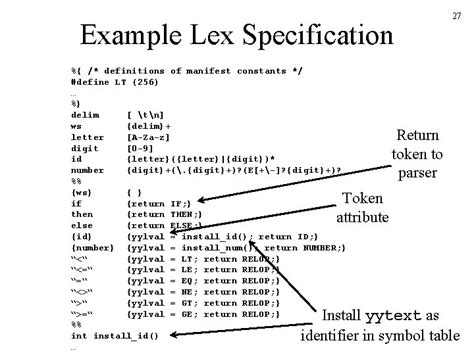 1 Lexical Analysis And Lexical Analyzer Generators Chapter