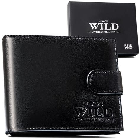 Portfel Męski Skórzany Always Wild Na Zatrzask Portmonetka Na Karty I Gotówkę Z Ochroną Rfid