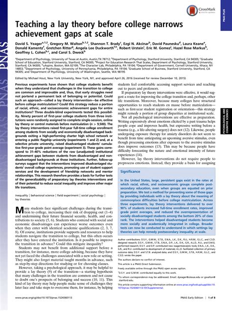 Pdf Teaching A Lay Theory Before College Narrows Achievement Gaps At