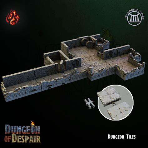 3d Printable Dungeon Of Despair Dungeon Modular Tiles And Props By