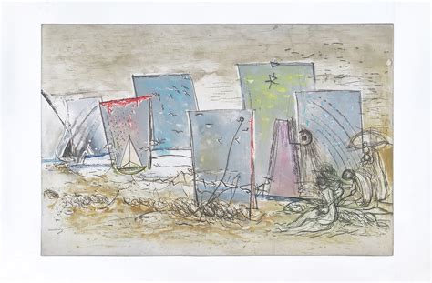 Composition With Boats C 1987 Monir Islam Monirul Original Etching Aquatint Drypoint Print