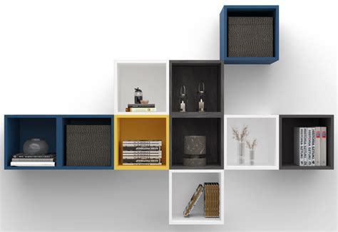 Cube Wall Unit With 10 Open Shelves Mixed Colors Efreshli