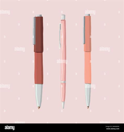 Pen Stationery Clipart Cute Feminine Illustration Vector Stock Vector Image And Art Alamy