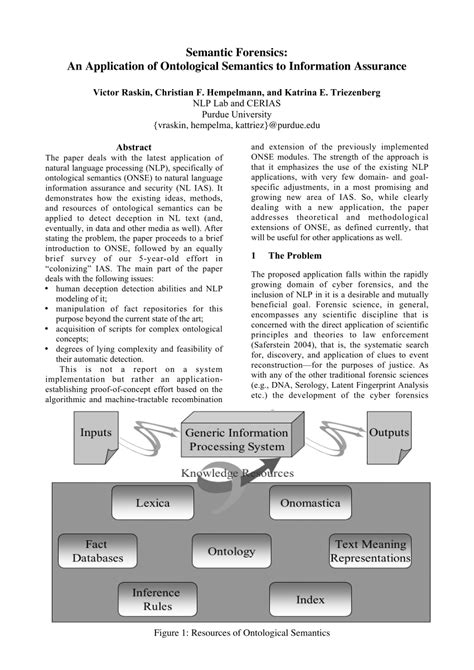 Pdf Semantic Forensics An Application Of Ontological Semantics To Information Assurance