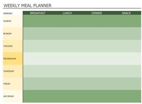 Basic Meal Planner Template In Excel Downloadxlsx