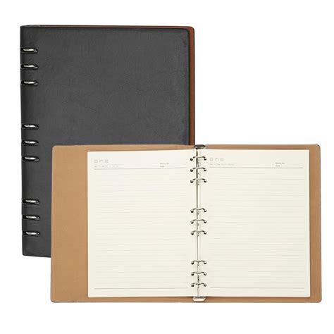 Patikil B5 Refillable Leather Notebook 9 Ring Hardcover Binder Notebook 96 Sheets For Business