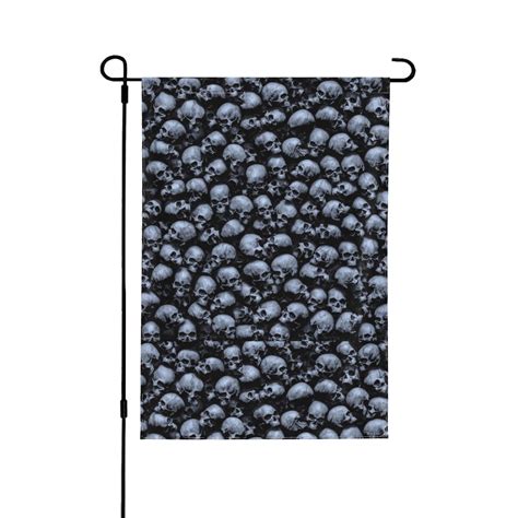 Wukai Gothic Skull Garden Flags Double Sided Welcome Garden Yard House