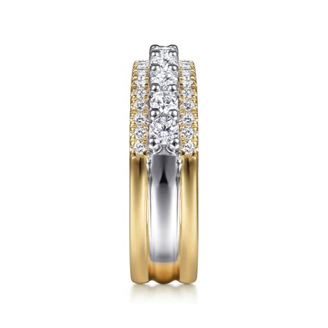 14k Yellowwhite Gold Fancy Diamond Band With Round Gabriel And Co
