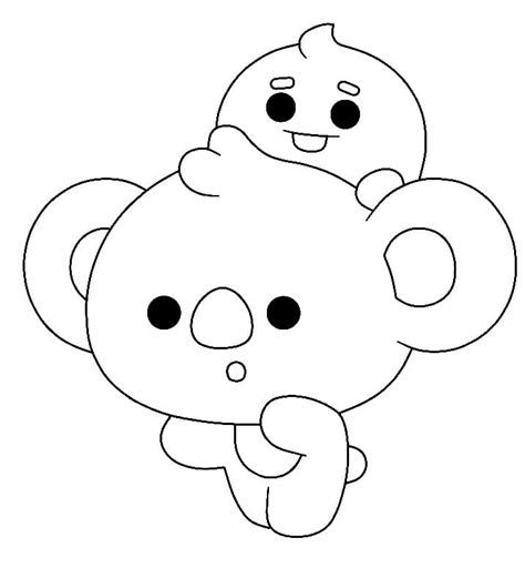 Koya And Shooky Bt21 Coloring Page In 2022 Cute Coloring Pages Bt21