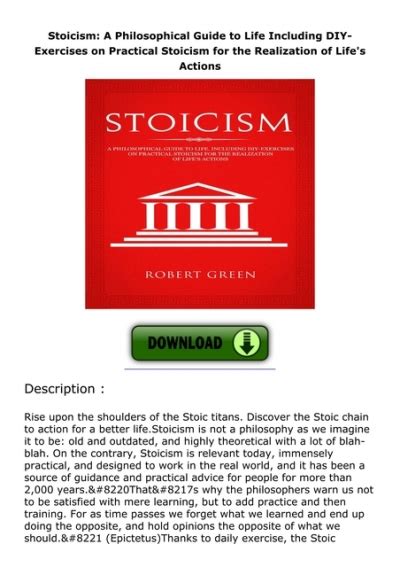 Pdf Stoicism A Philosophical Guide To Life Including Diy Exercises On