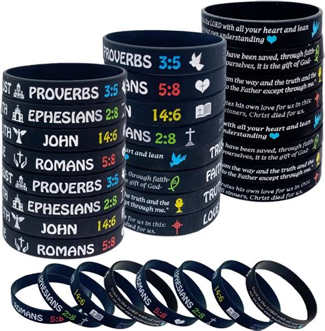 32pcs Bible Verse Bracelets Rubber Christian Scripture