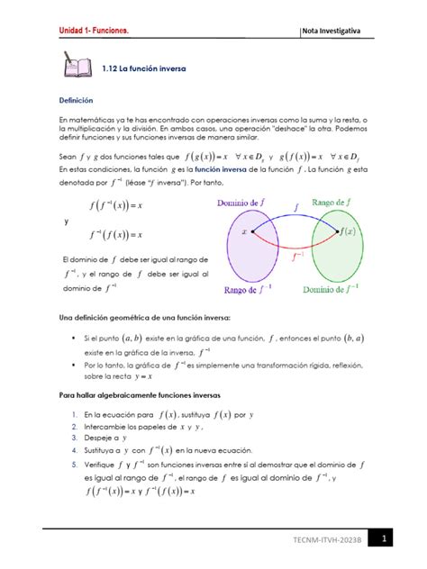 1 12 La Funcion Inversa Pdf