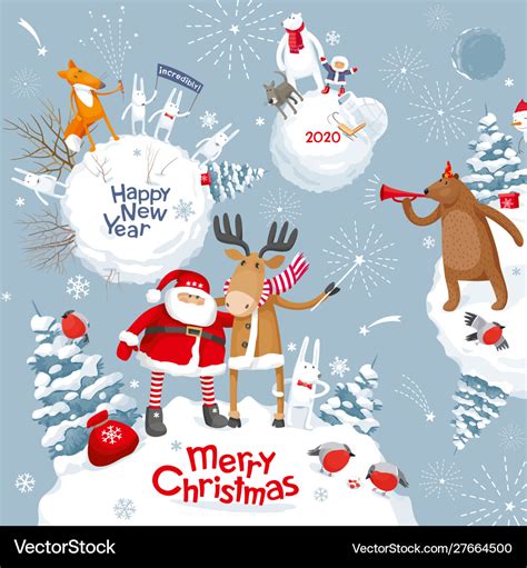 Christmas Planets Royalty Free Vector Image Vectorstock