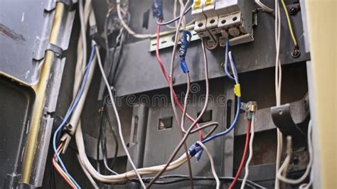 Old Electrical Panel With Wires And Circuit Breakers Stock Footage