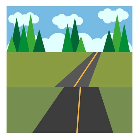 Cartoon Straße Auf Einem Cartoon Hintergrund Straße Im Wald Bild Von Zwei Versetzten Teilen