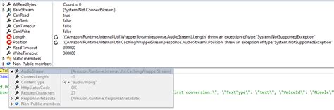 c receiving zero byte audio stream when doing amazon polly text to