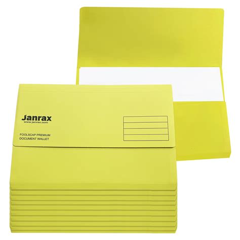 Pack Of 50 Yellow Card Premium Foolscap Document Wallets Shop Inc