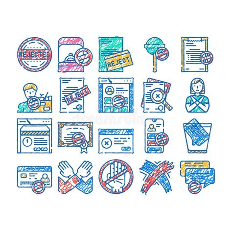 Reject Deny Document Cancel Icon Hand Drawn Stock Vector Illustration