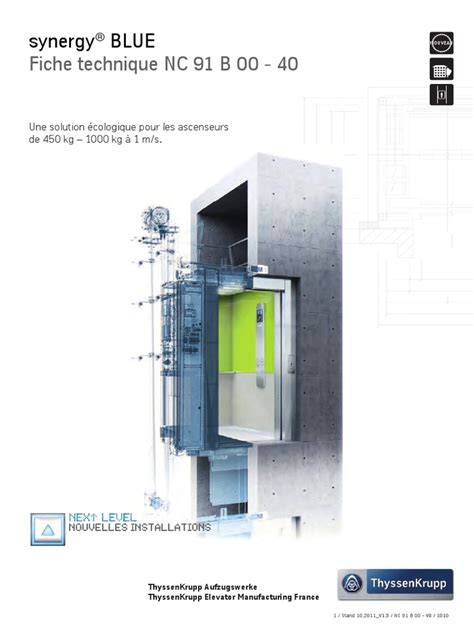 Fiche Technique Nc 91 B 00 40 Synergy Blue Pdf Ascenseur